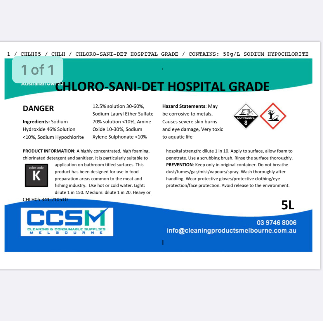 Ccsm chemical labels – Cleaning Products Melbourne